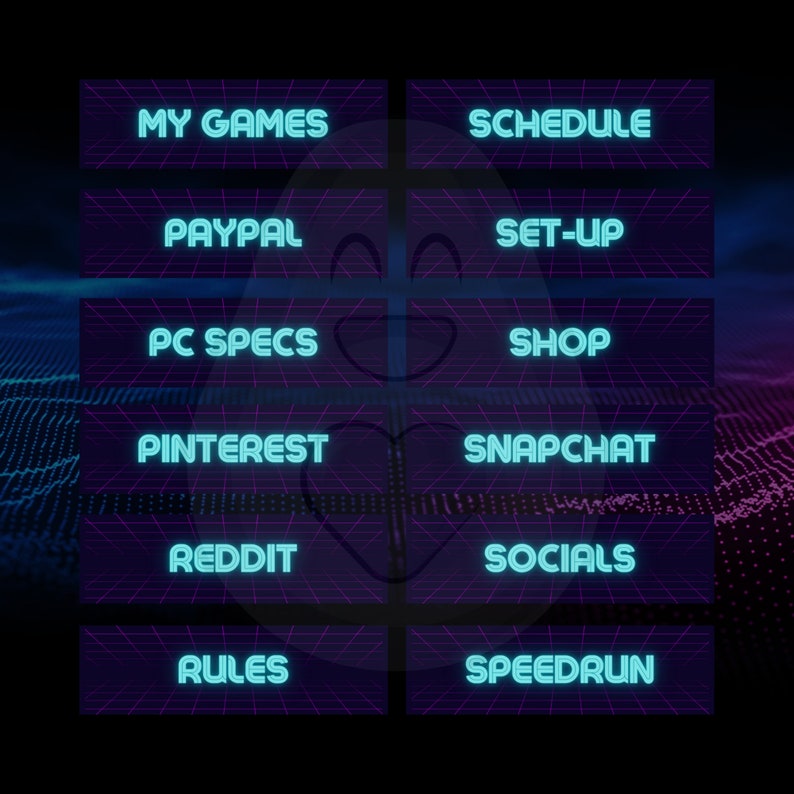 50 Neon Blue Tech Twitch Panels Mechanical Computer Cyberspace Twitch ...