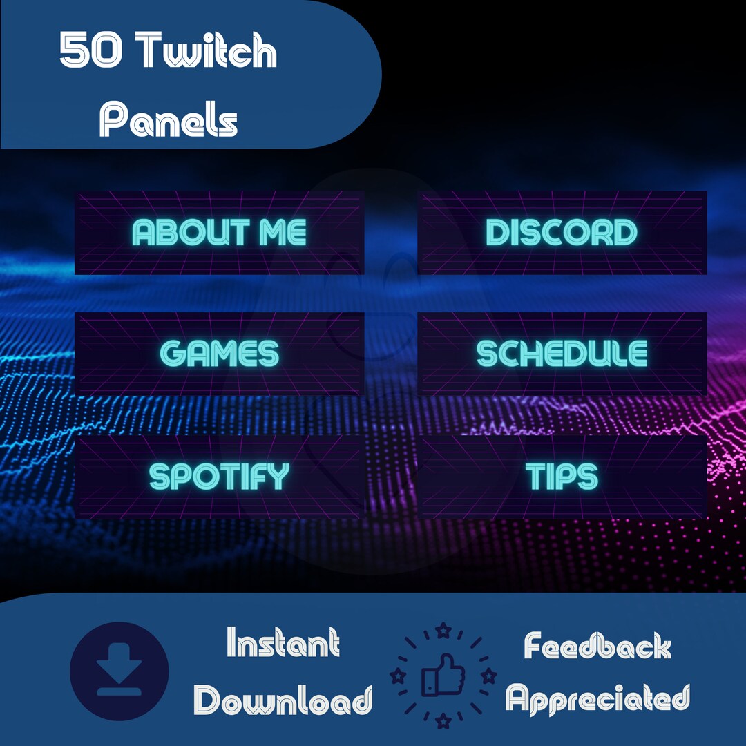 50 Neon Blue Tech Twitch Panels Mechanical Computer Cyberspace Twitch ...