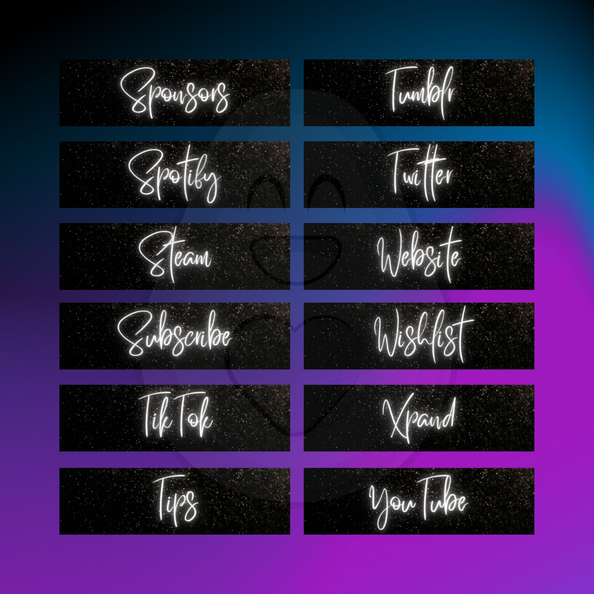 50 Neon Twitch Panels | Twitch Bundle Package - Etsy
