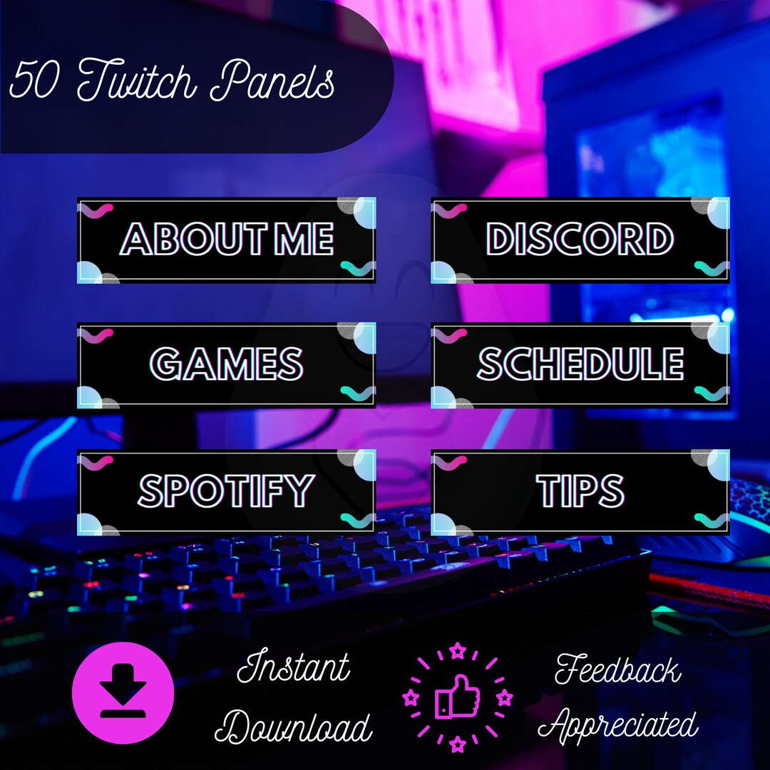 50 Neon Gaming Twitch Panels | Twitch Bundle Package - Etsy