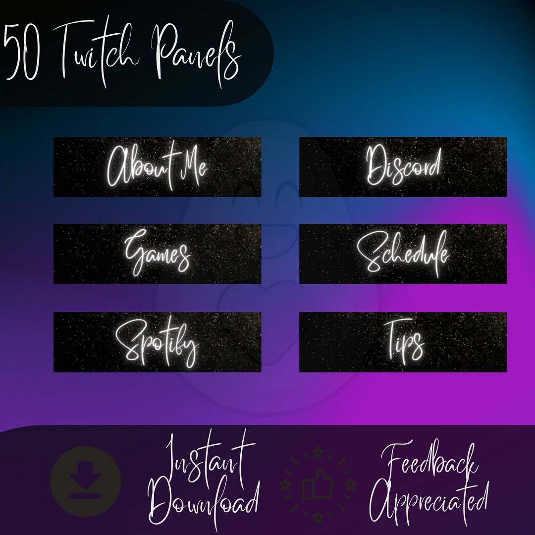 50 Neon Twitch Panels | Twitch Bundle Package - Etsy