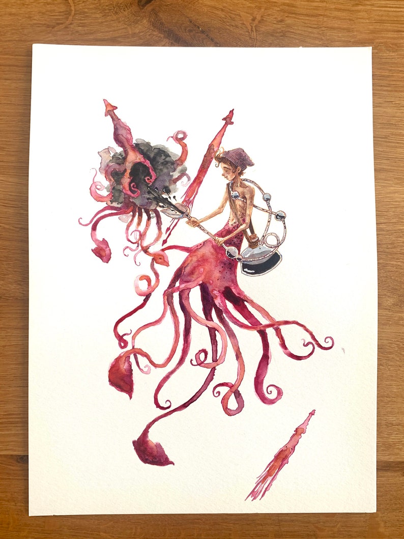 Mermaid Sunfish Watercolor Art Print, Signed Fine Art Print, 11x14 ...