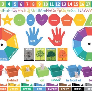 Preschool - Kindergarten Learning Aid, Preschool Cheat Sheet, Reference ...