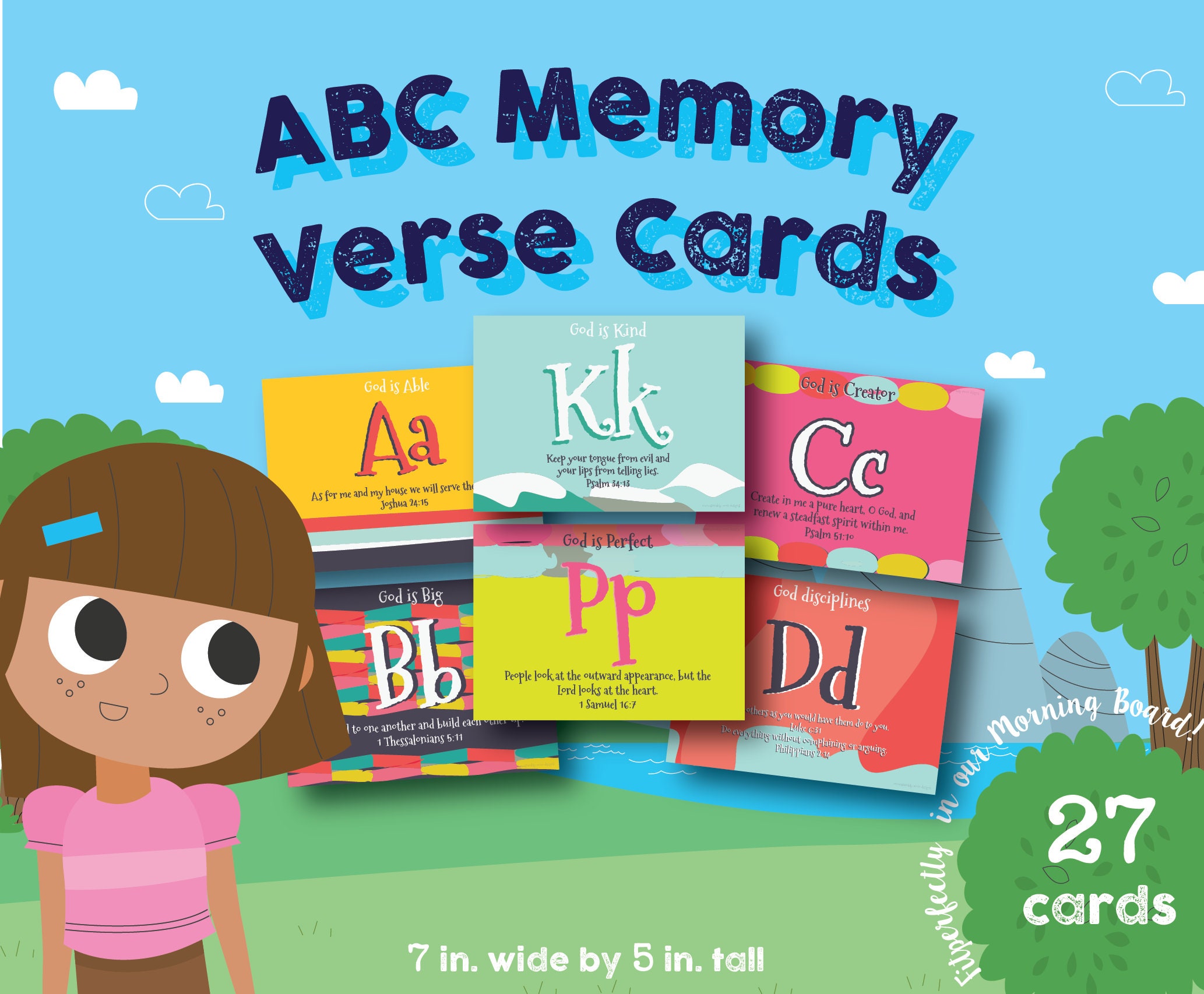 ABC Memory Verse Cards 5x7 Inches Characteristics of God 27 - Etsy ...