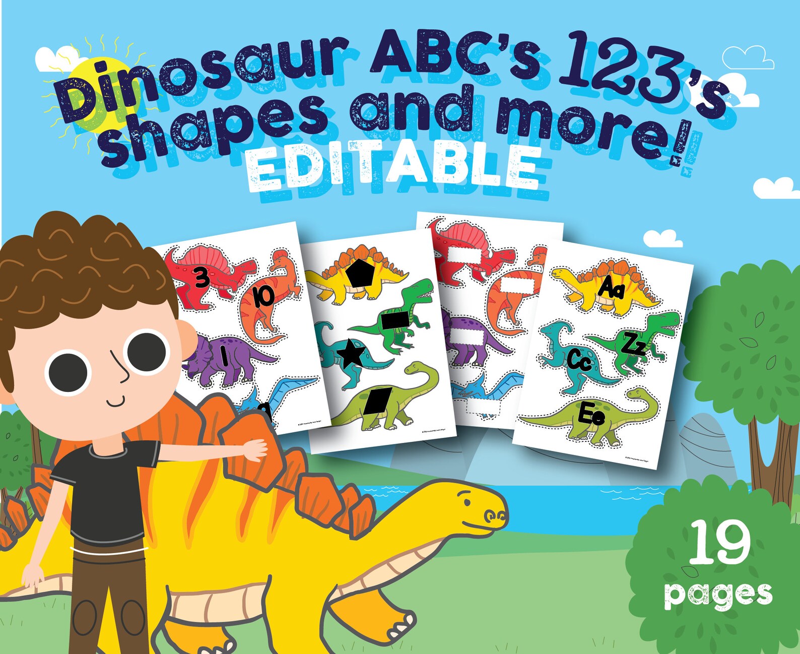Dinosaur Alphabet, Numbers 1-20, Shapes, Dino Game, Preschool ...