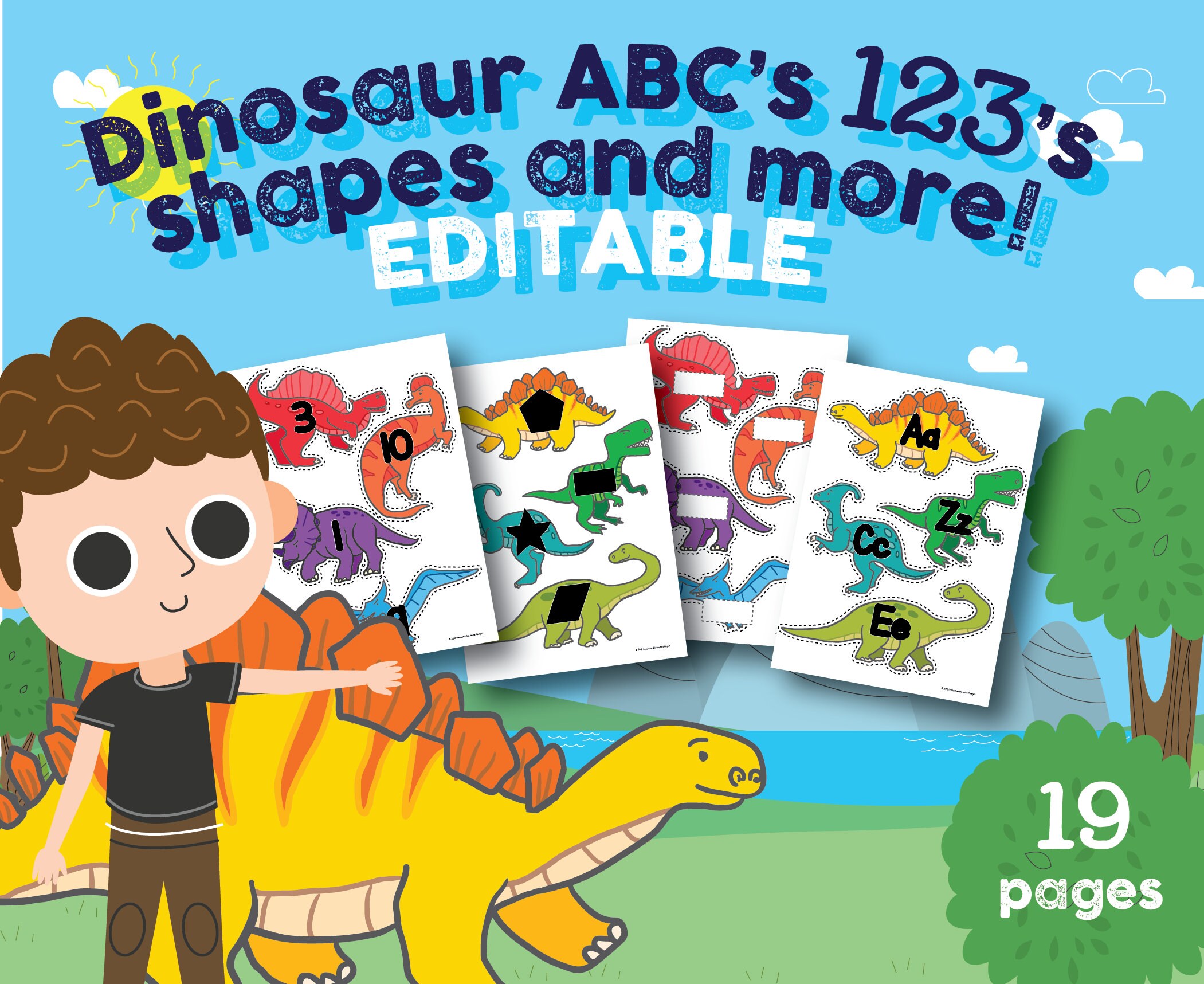 Dinosaur Alphabet, Numbers 1-20, Shapes, Dino Game, Preschool ...
