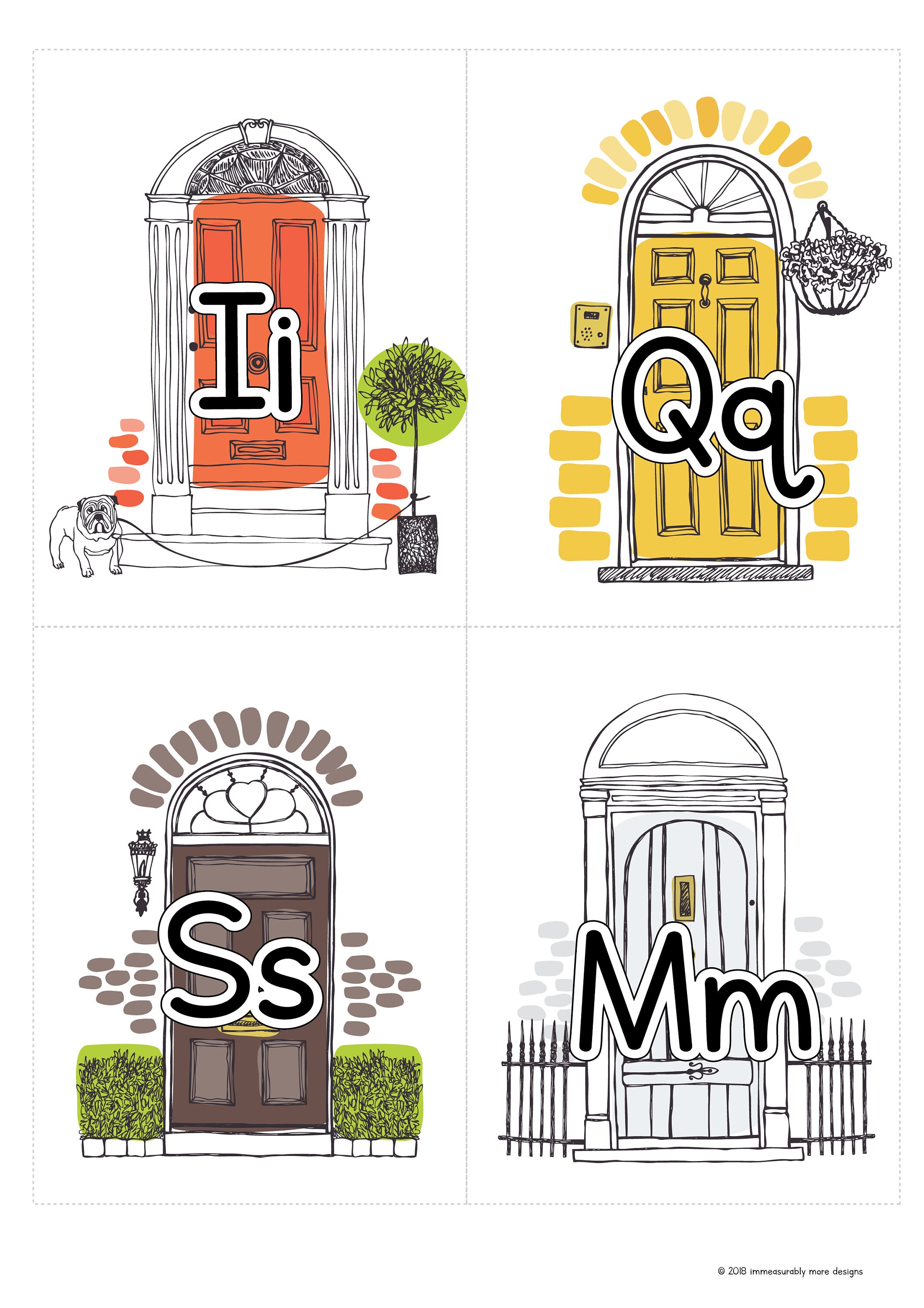 Cute Door Alphabet Numbers 1-20 Shapes Dino Game - Etsy