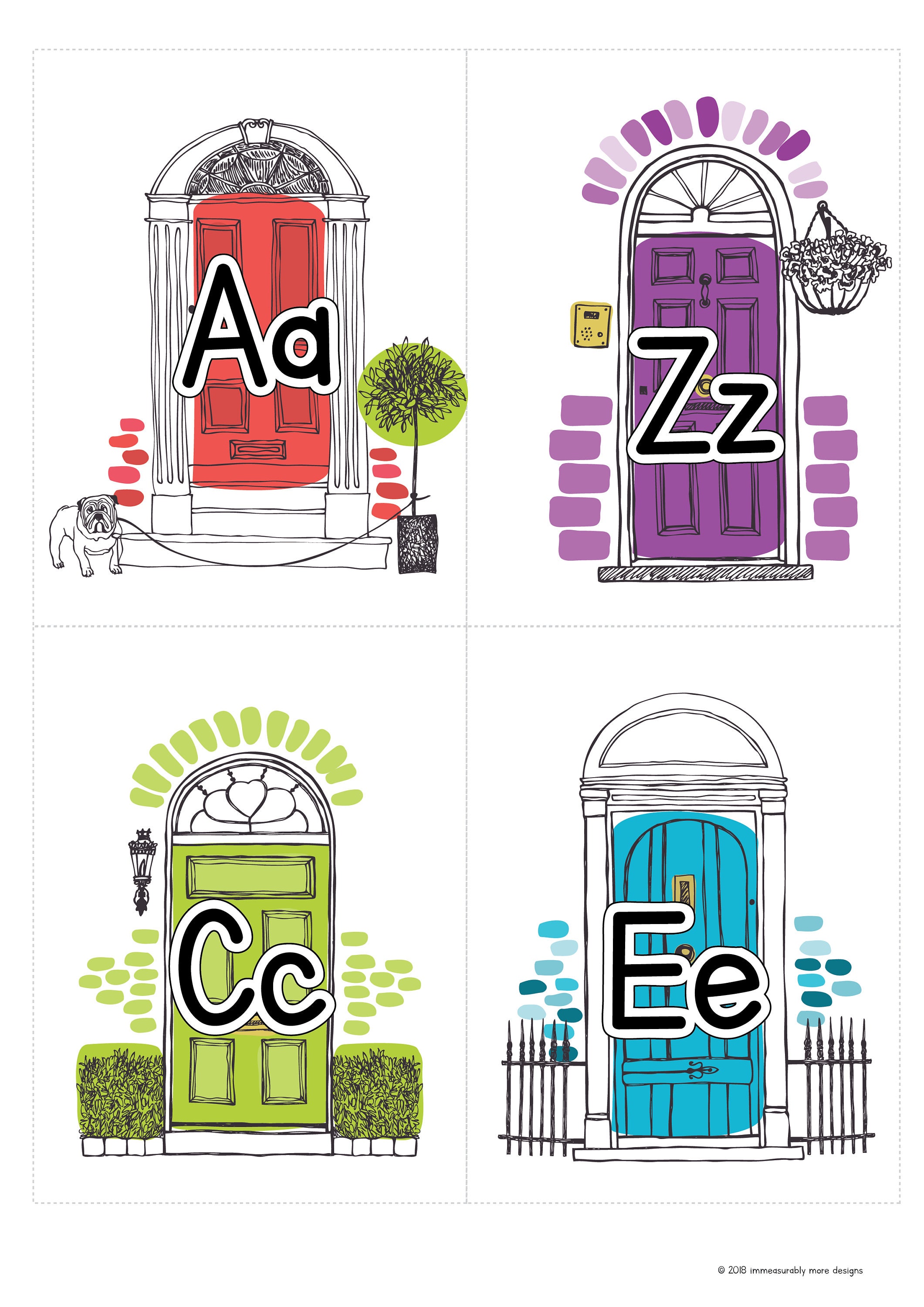 Cute Door Alphabet Numbers 1-20 Shapes Dino Game - Etsy