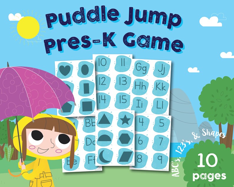 Alphabet, Numbers 1-20, Shapes, Puddle Jump Game, Preschool ...