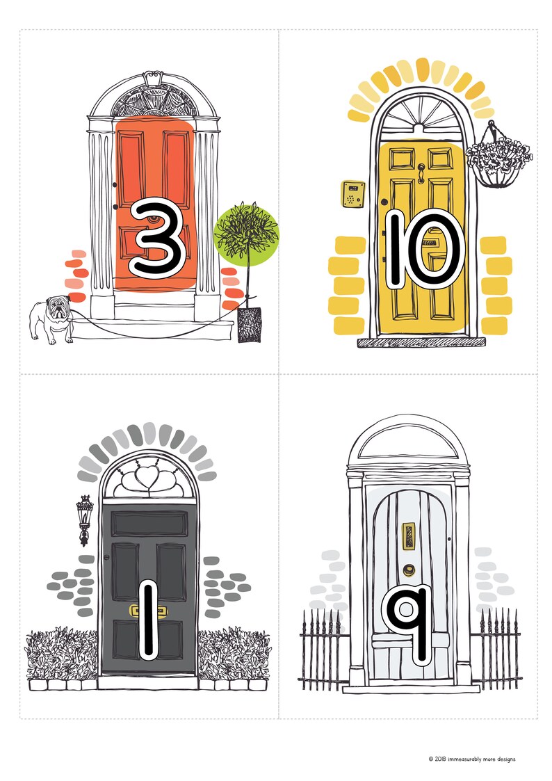 Cute Door Alphabet Numbers 1-20 Shapes Dino Game - Etsy