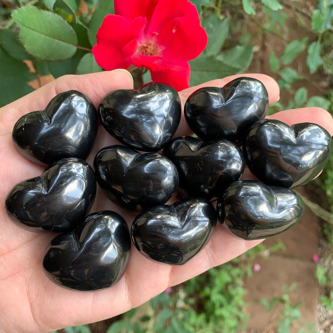One 35mm Puffy Shungite Heart // Chosen at Random // - Etsy