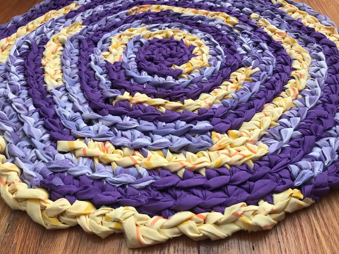 Handmade Rag Rug, Round Rug, Farmhouse Rug, Cabin Rug, Crocheted Rag ...