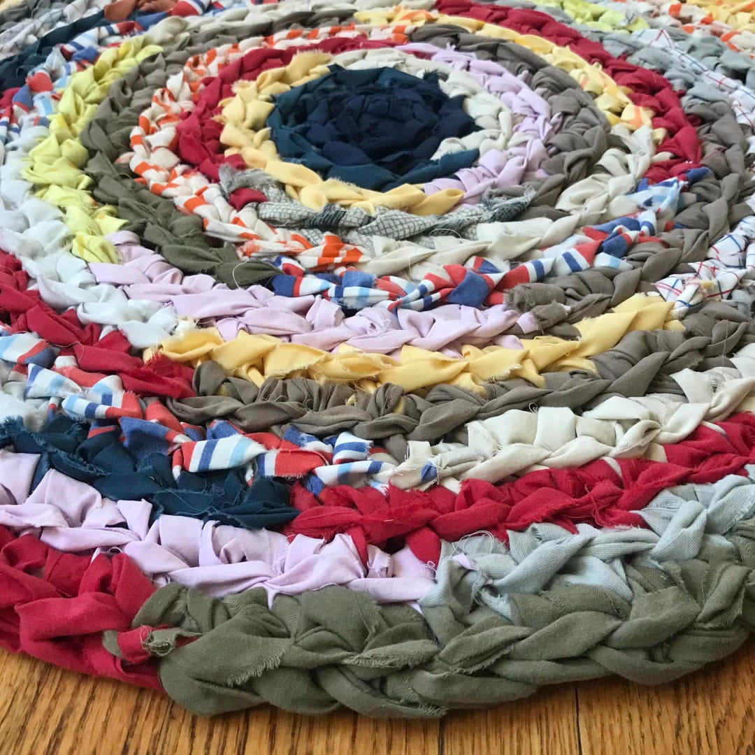 Handmade Rag Rug, Round Rug, Farmhouse Rug, Cabin Rug, Crocheted Rag ...