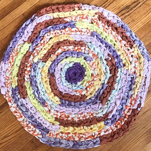Handmade Rag Rug, Round Rug, Farmhouse Rug, Cabin Rug, Crocheted Rag ...