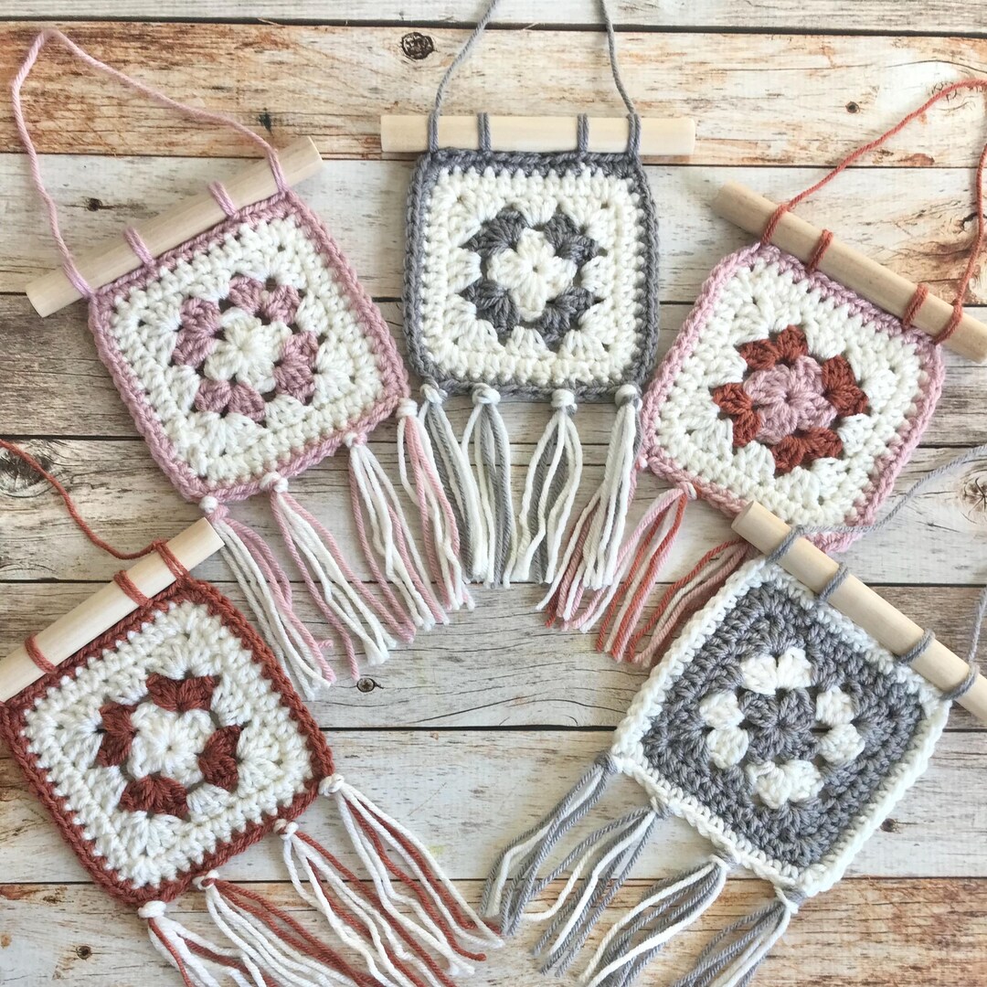 Small Granny Square Wall Hanging, Handmade Wall Decor, Boho Wall ...