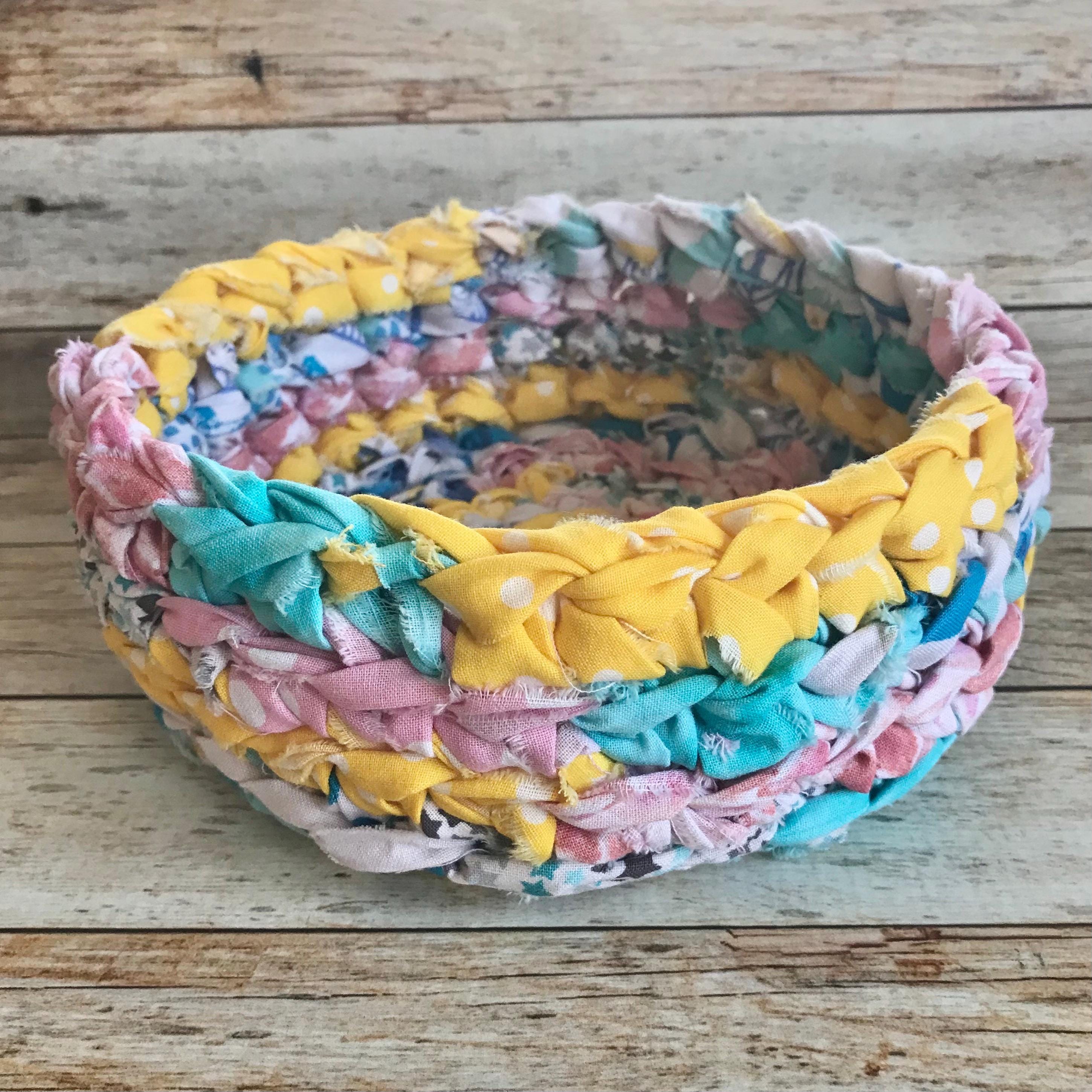 Rag Basket, Crocheted Basket, Rag Bowl, Ready to Ship, Repurposed - Etsy