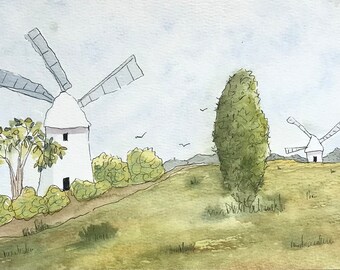 Watercolor PRINT not the Original Painting. Line and Wash. 1/25. 5.5x8 ...