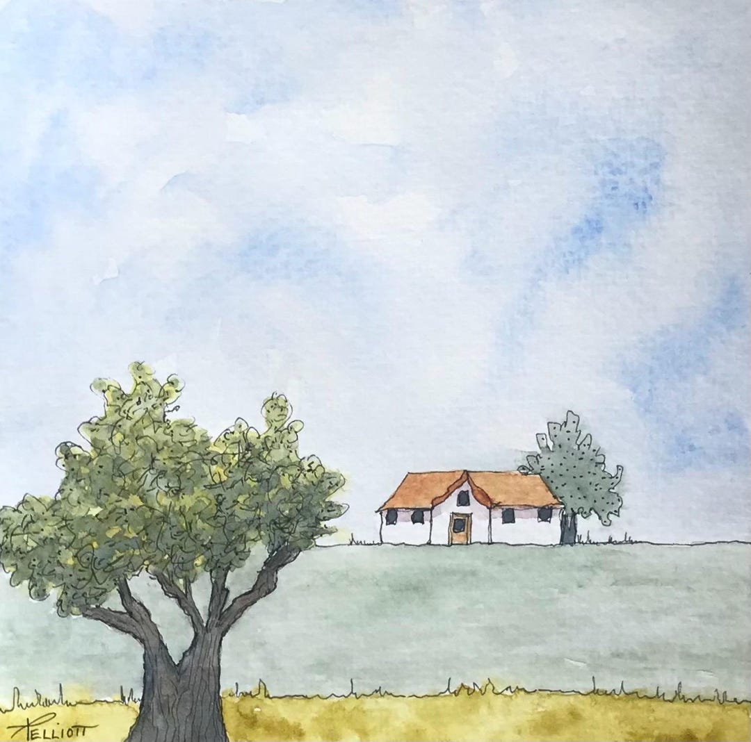 Original Watercolor Painting Line and Wash Painting 6 X 6 - Etsy