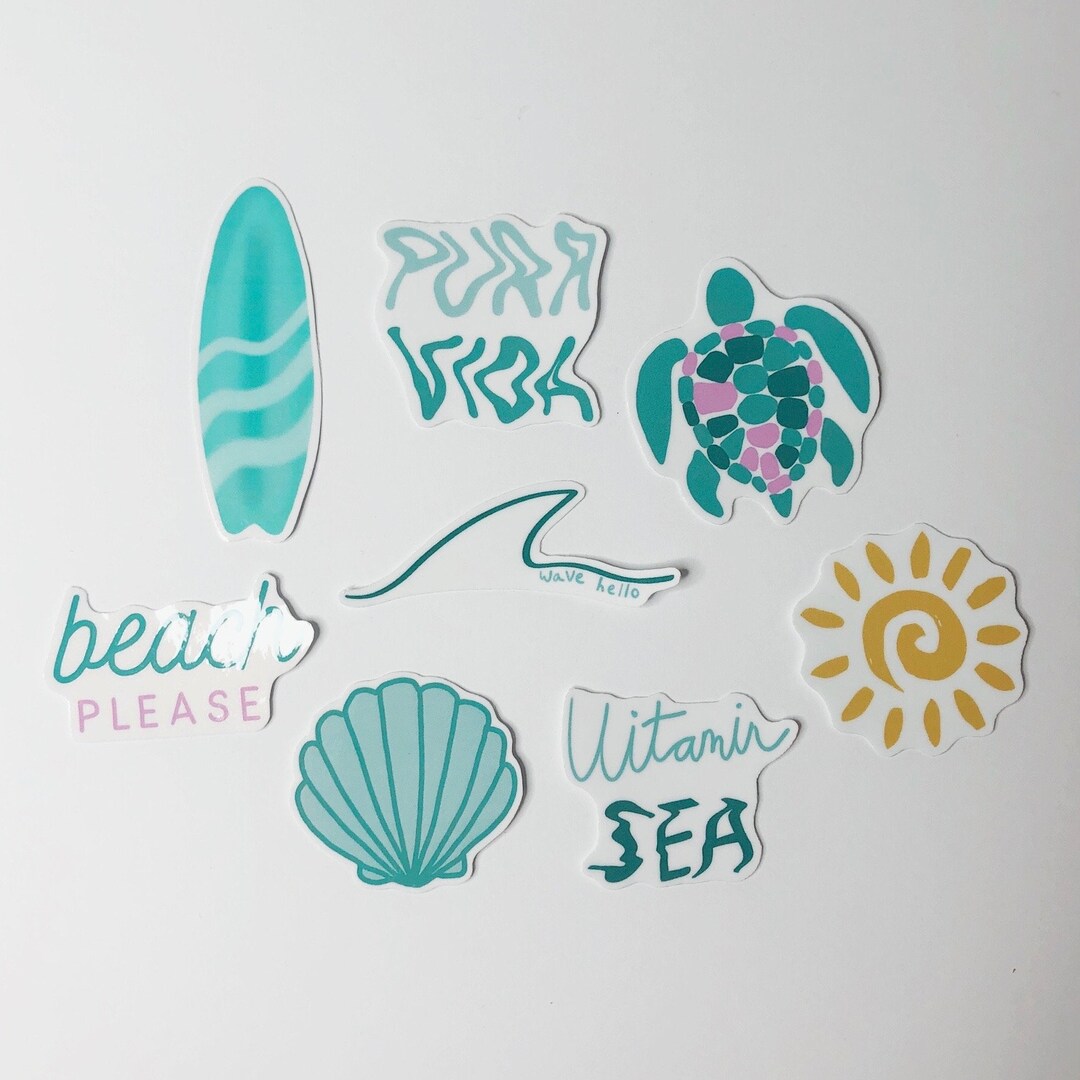 Surf the Sea Sticker Pack | Beach Stickers | Car Stickers | Journal ...