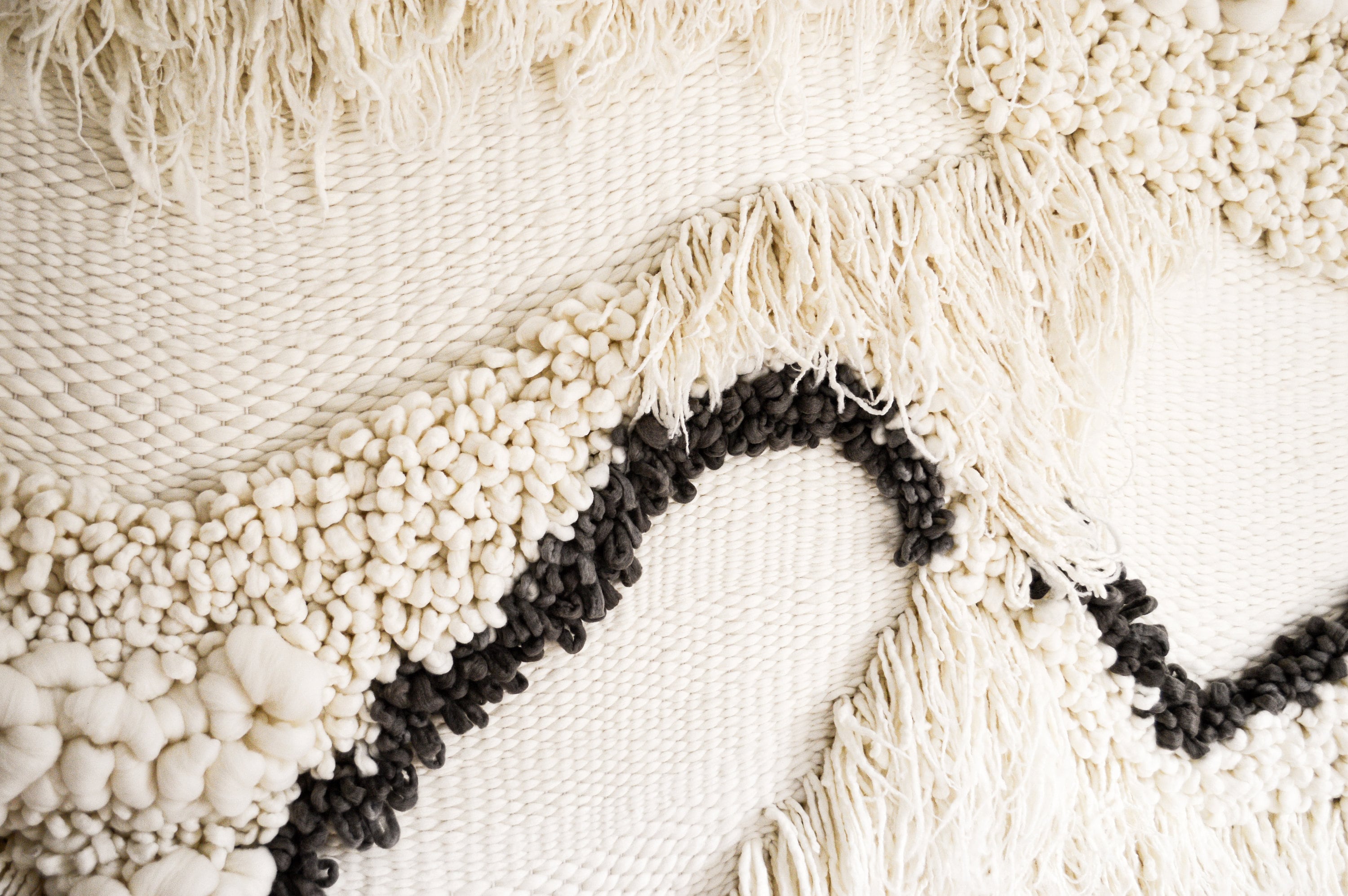 Contemporary Fiber Wall Sculpture – Abstract Wool Artwork in Warm ...