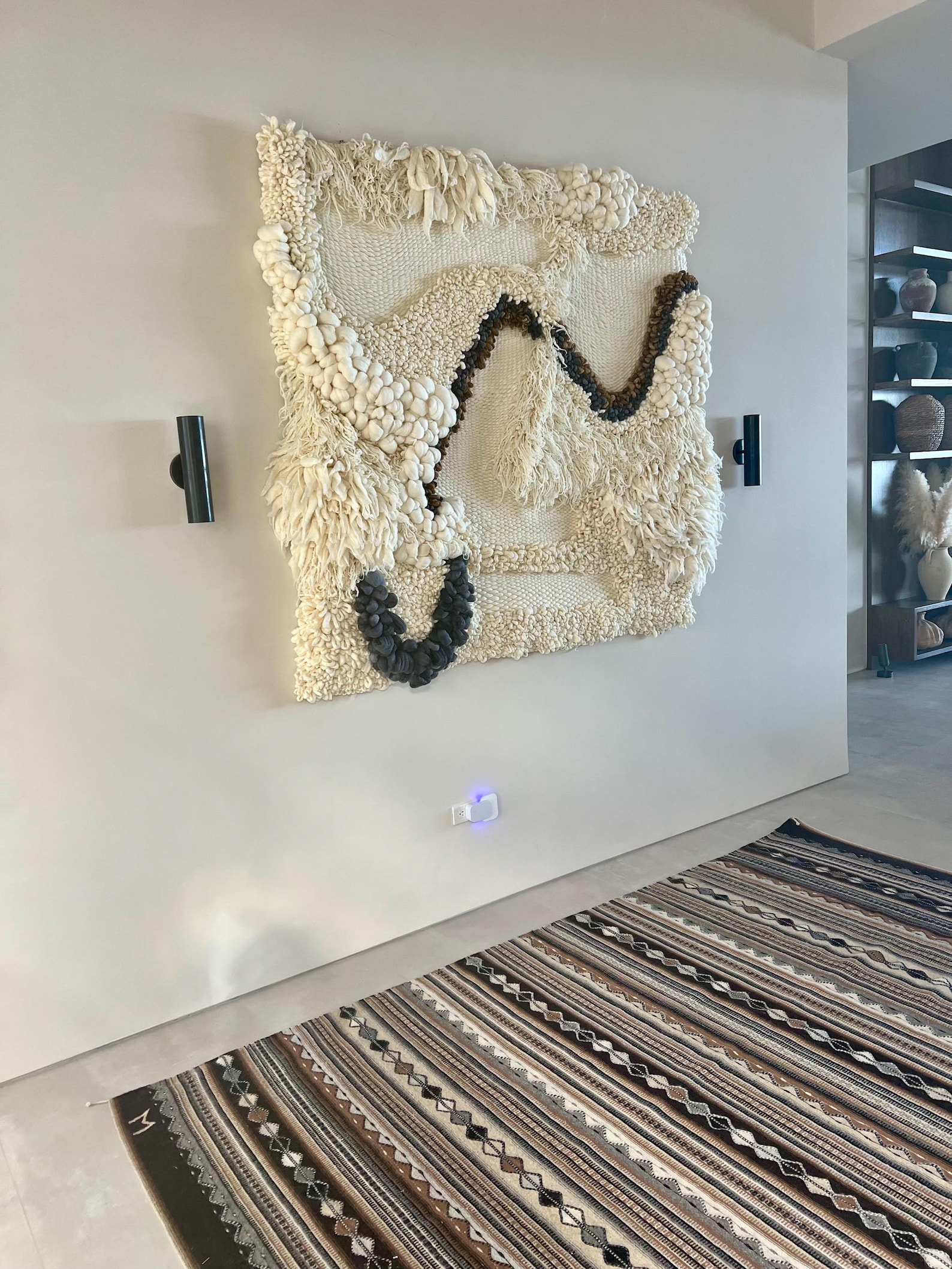 Contemporary Fiber Wall Sculpture – Abstract Wool Artwork in Warm ...