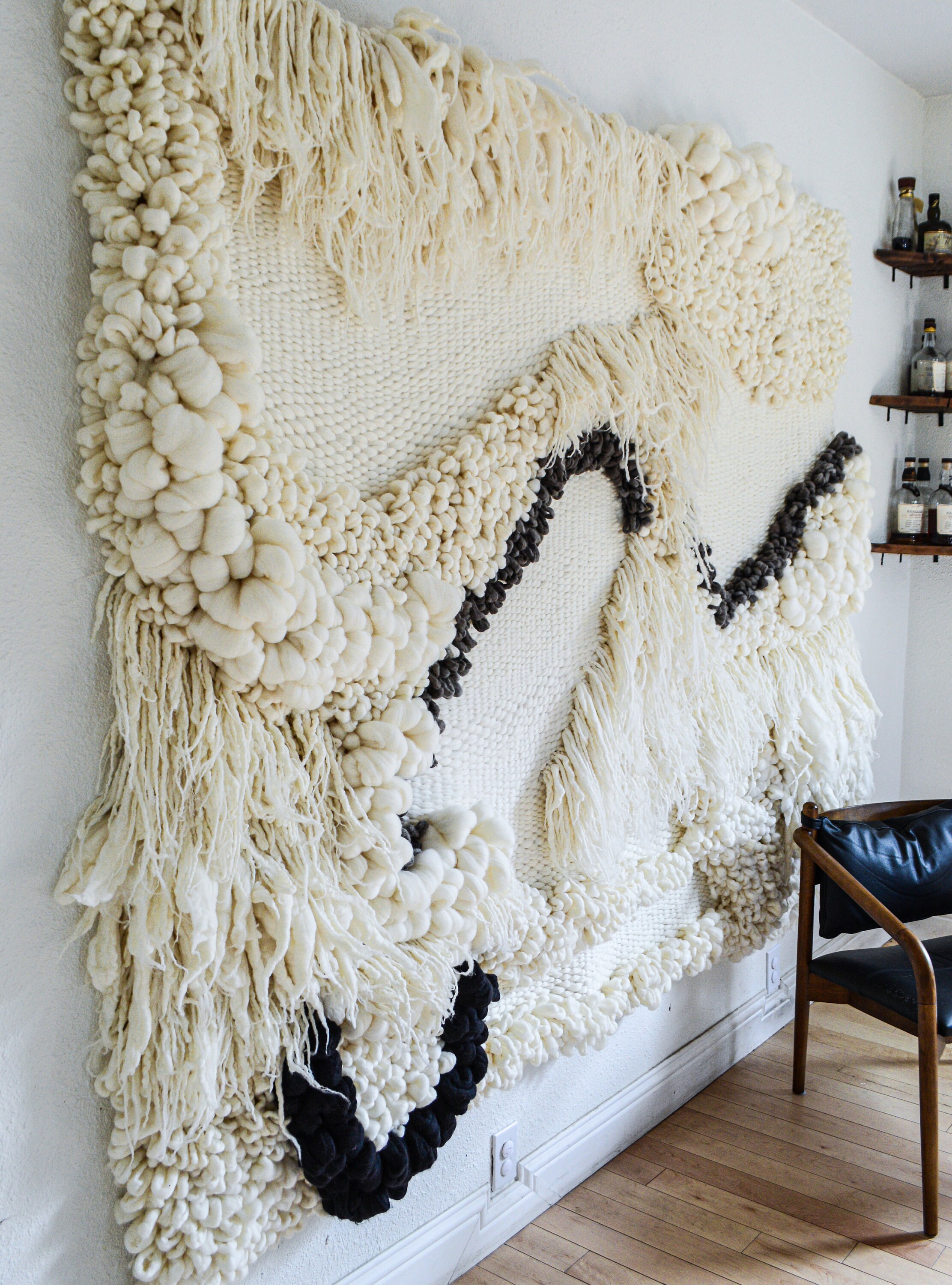 Contemporary Fiber Wall Sculpture – Abstract Wool Artwork in Warm ...