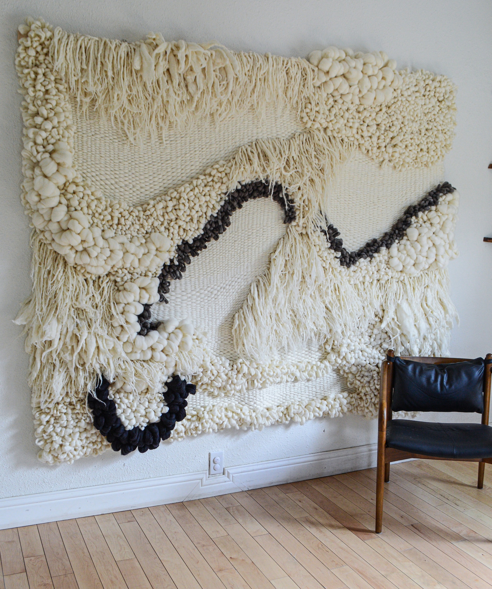 Contemporary Fiber Wall Sculpture – Abstract Wool Artwork in Warm ...