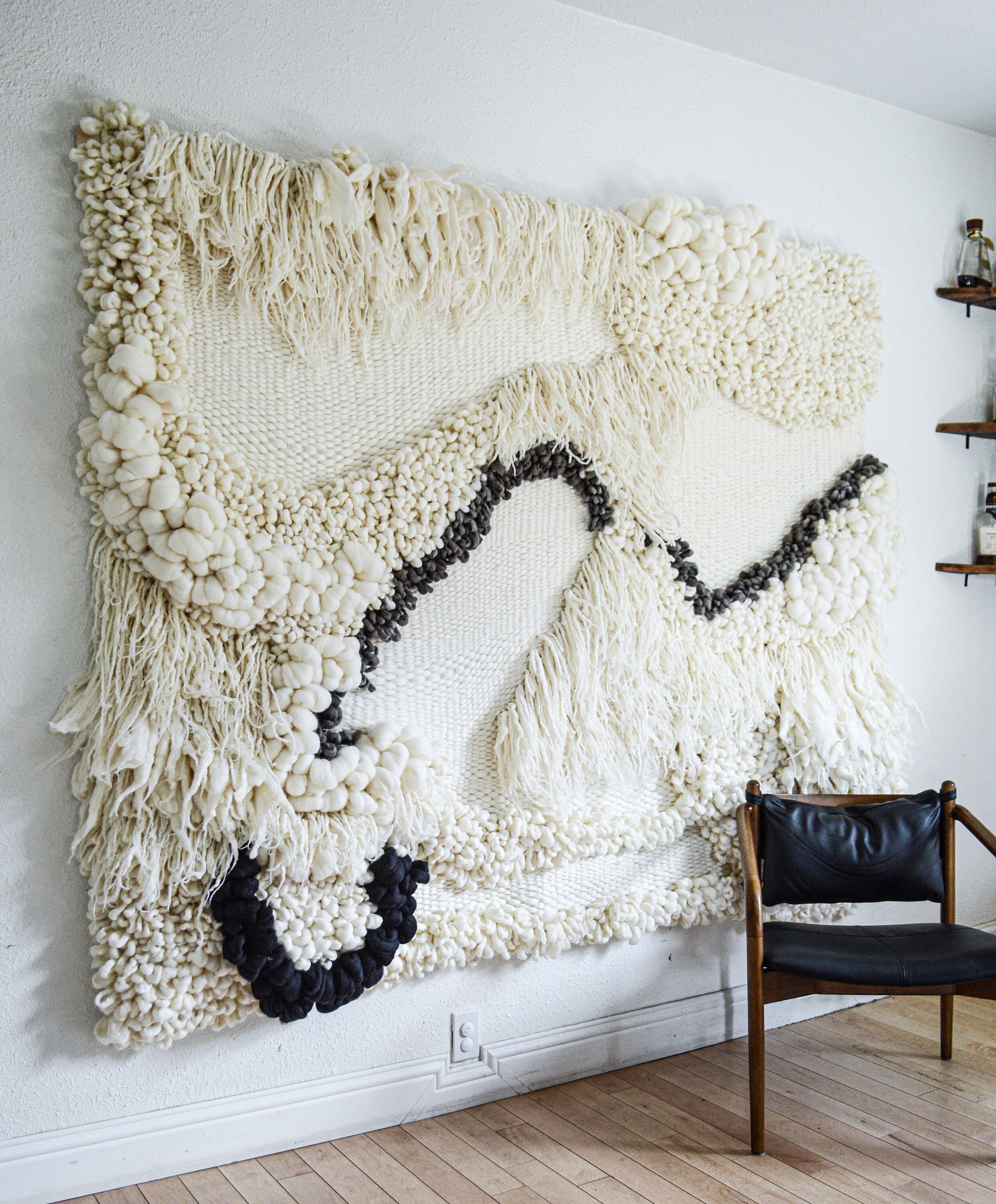 Contemporary Fiber Wall Sculpture – Abstract Wool Artwork in Warm ...