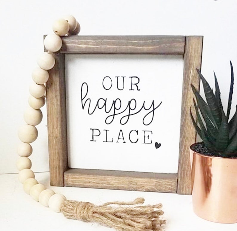 Our Happy Place / Handmade Wood Sign / Housewarming Gift / - Etsy