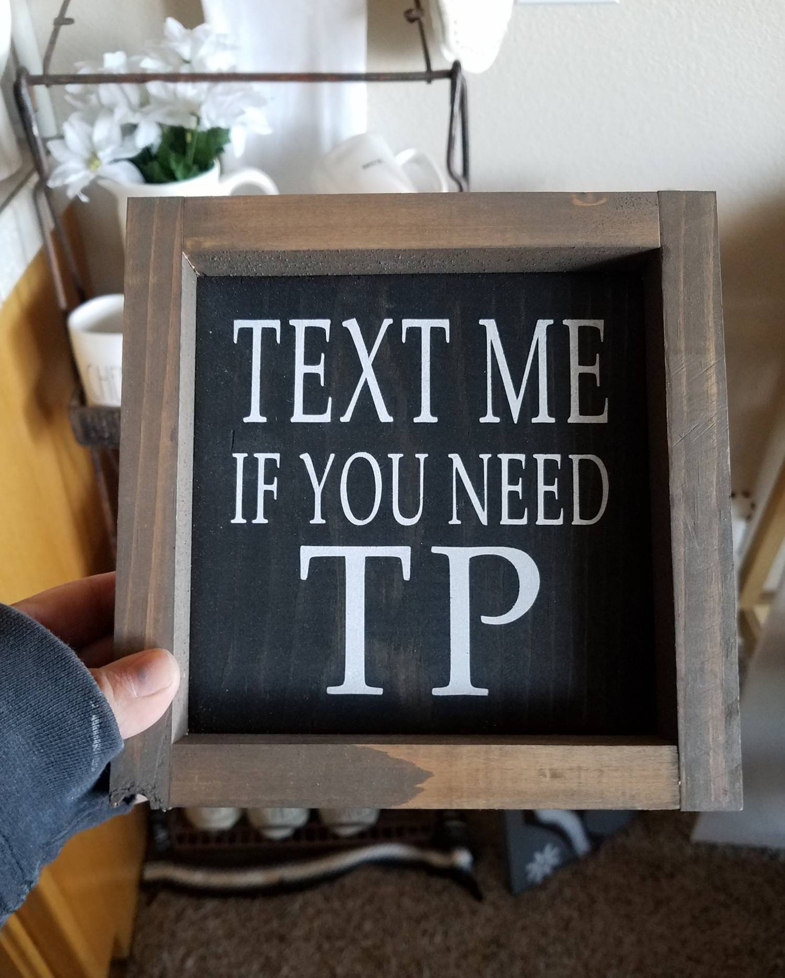 Text Me If You Need TP / Handmade Wood Sign / Bathroom humor / - Etsy.de