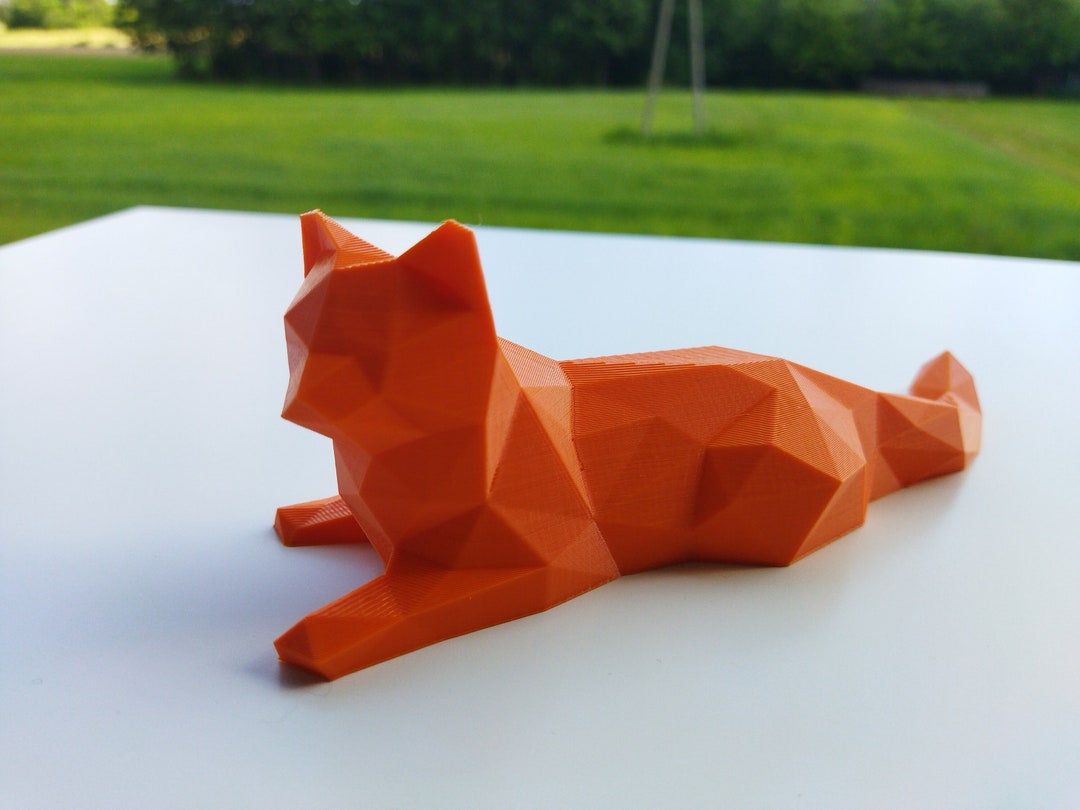 3D Printed Lying Cat | Low Poly Cat | 3D Prints - Etsy