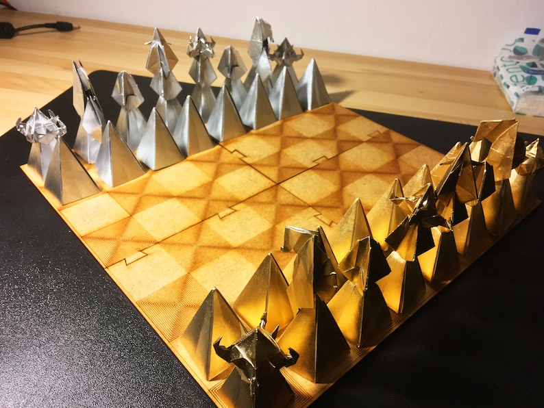 Origami Chess Set - Silver and Gold - Etsy