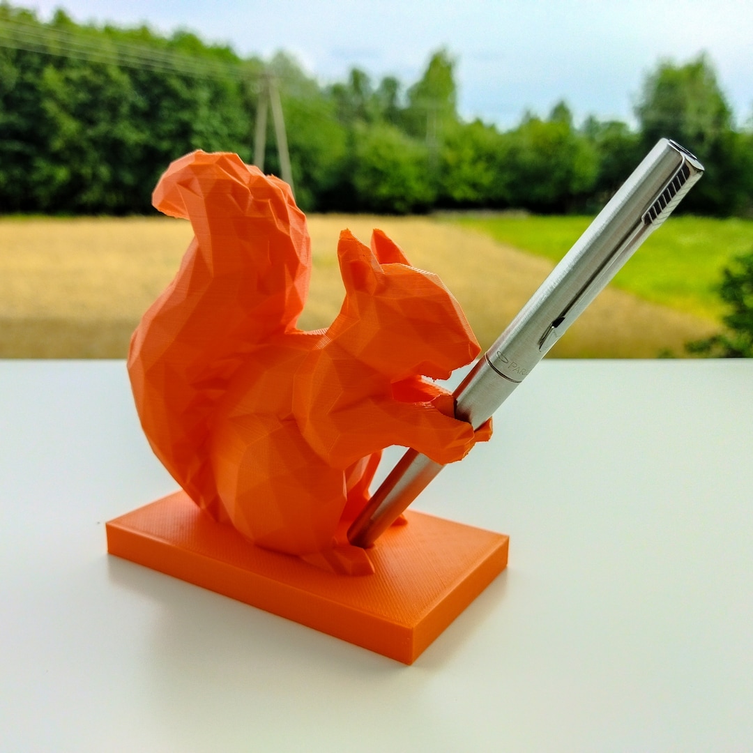 Adorable Squirrel-shaped Pen Holder 3D Printed Perfect Office Desk ...