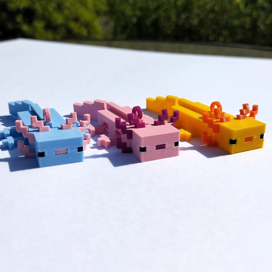 Pixel Art Axolotl 3D Printed Keychain - Eco-friendly PLA - Cute Gaming ...