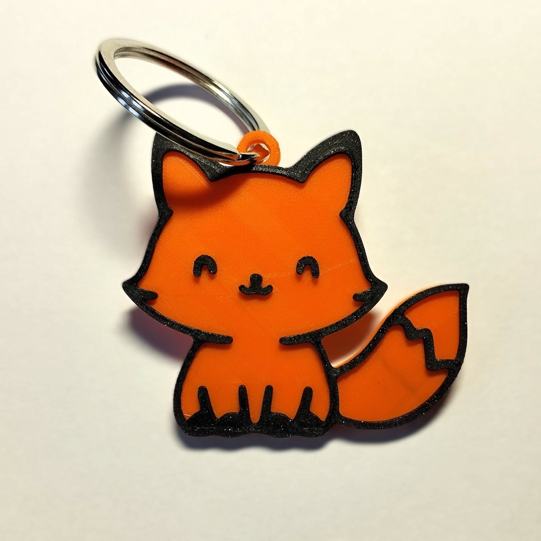Cute Fox - Keyring, 3D Printed Backpack, Bag, Keychain, Key Ring in the ...