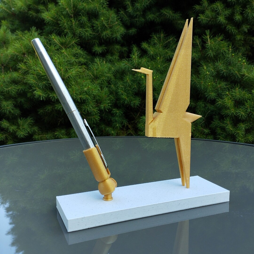 3D Printed Origami Crane Pen Holder: Elegant PLA Desk Decor - Etsy