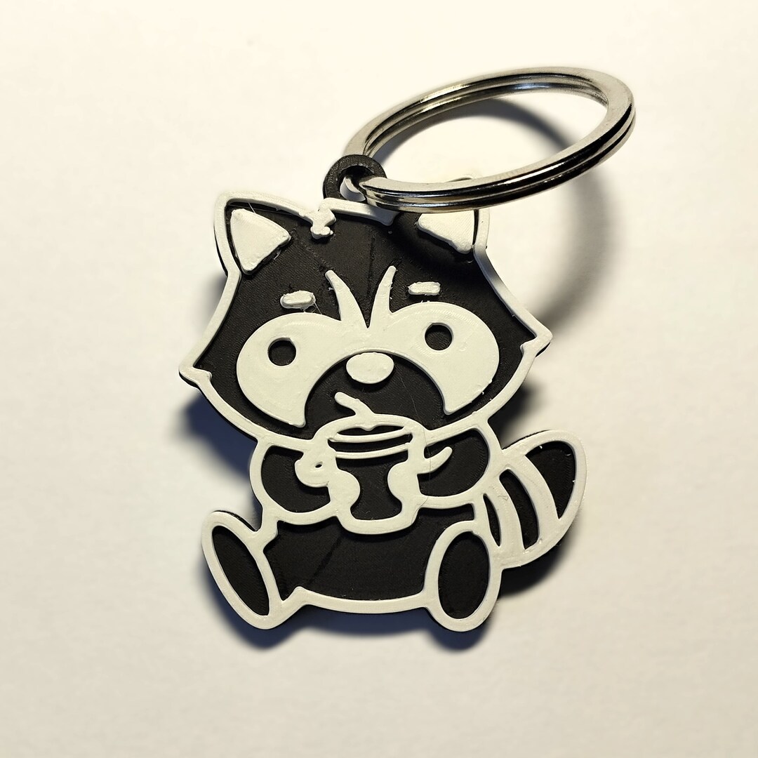 Raccoon With a Mug of Coffee Keyring, 3D Printed Backpack, Bag ...
