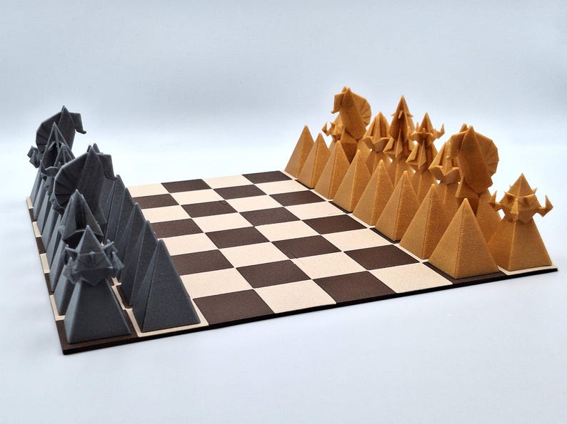 Origami Style 3D Chess Set - Etsy