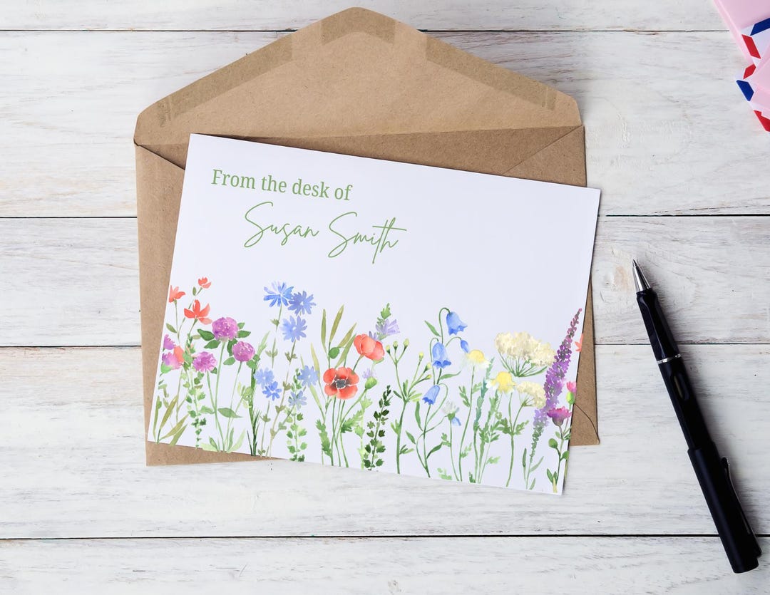 Personalized Note Cards With Envelopes Wildflower Customized Gift for ...