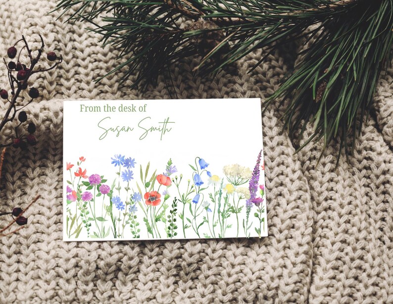 Personalized Note Cards With Envelopes Wildflower Customized Gift for ...