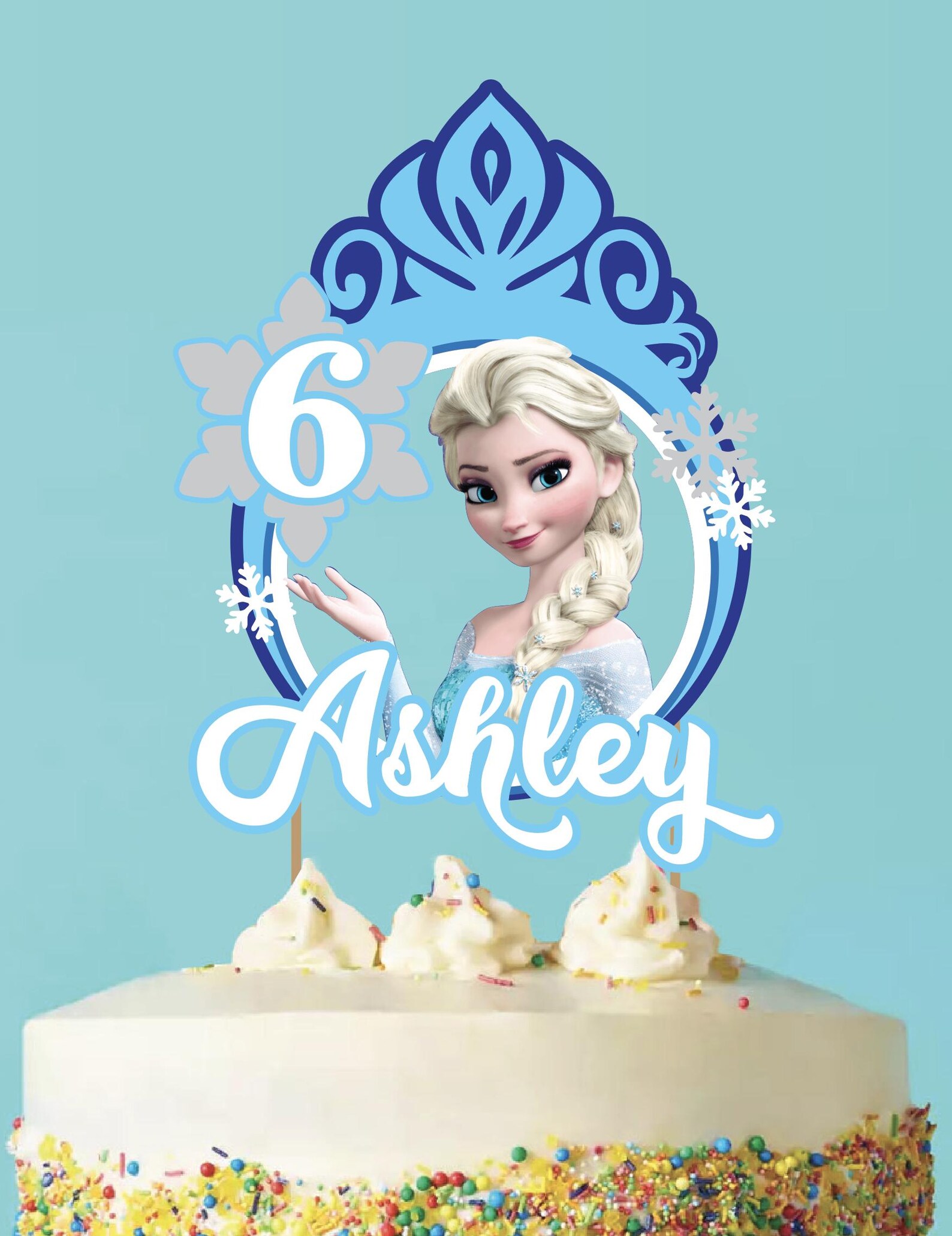 Queen Elsa Frozen Themed Birthday Personalized Cake Topper - Etsy
