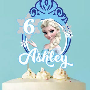 Queen Elsa Frozen Themed Birthday Personalized Cake Topper - Etsy