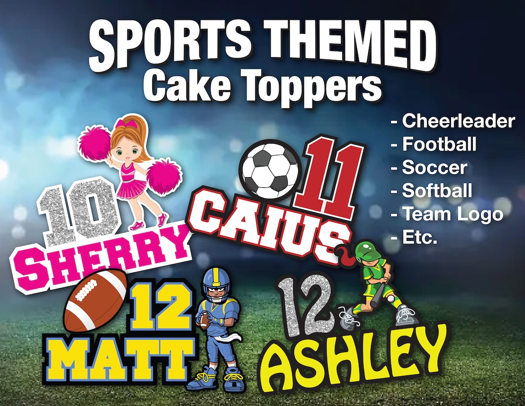 Sports Themed Cake Toppers: Cheerleading, Gymnastics, Football, Soccer ...