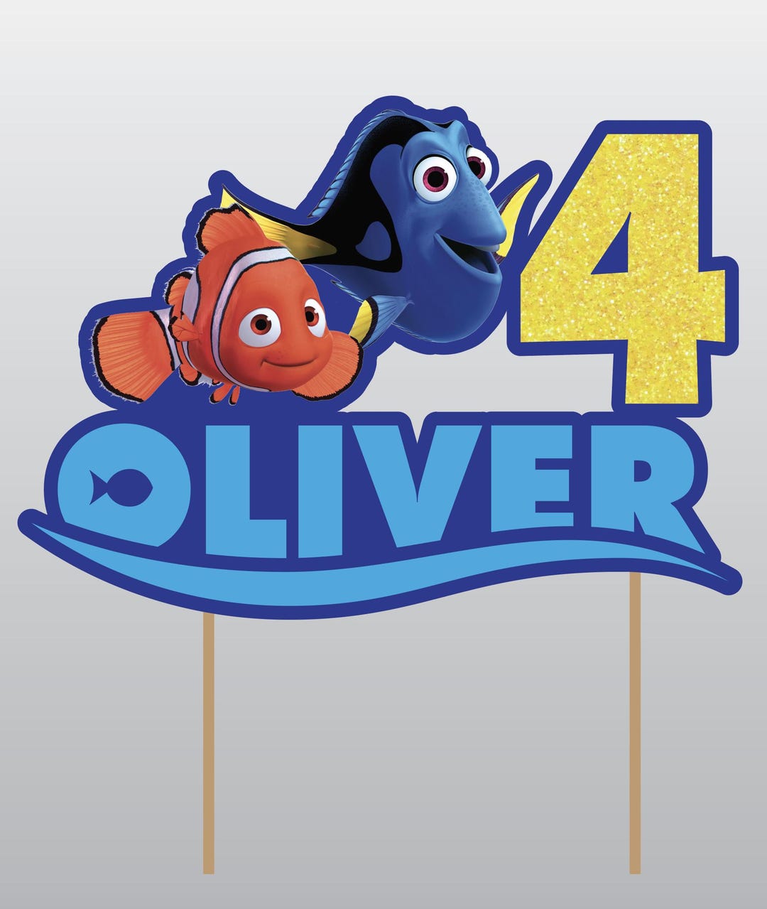 Nemo and Dory Birthday Cake Topper: Personalized Name & Age - Etsy