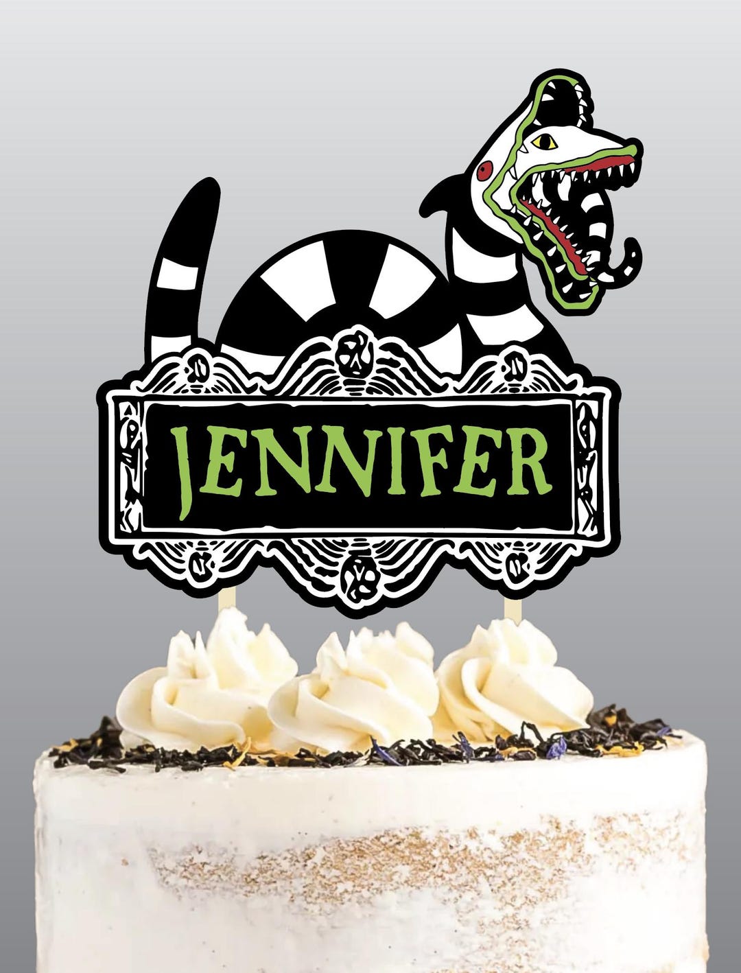 Sandworm Beetle Juice Sign Themed Personalized Party Cake Topper - Etsy
