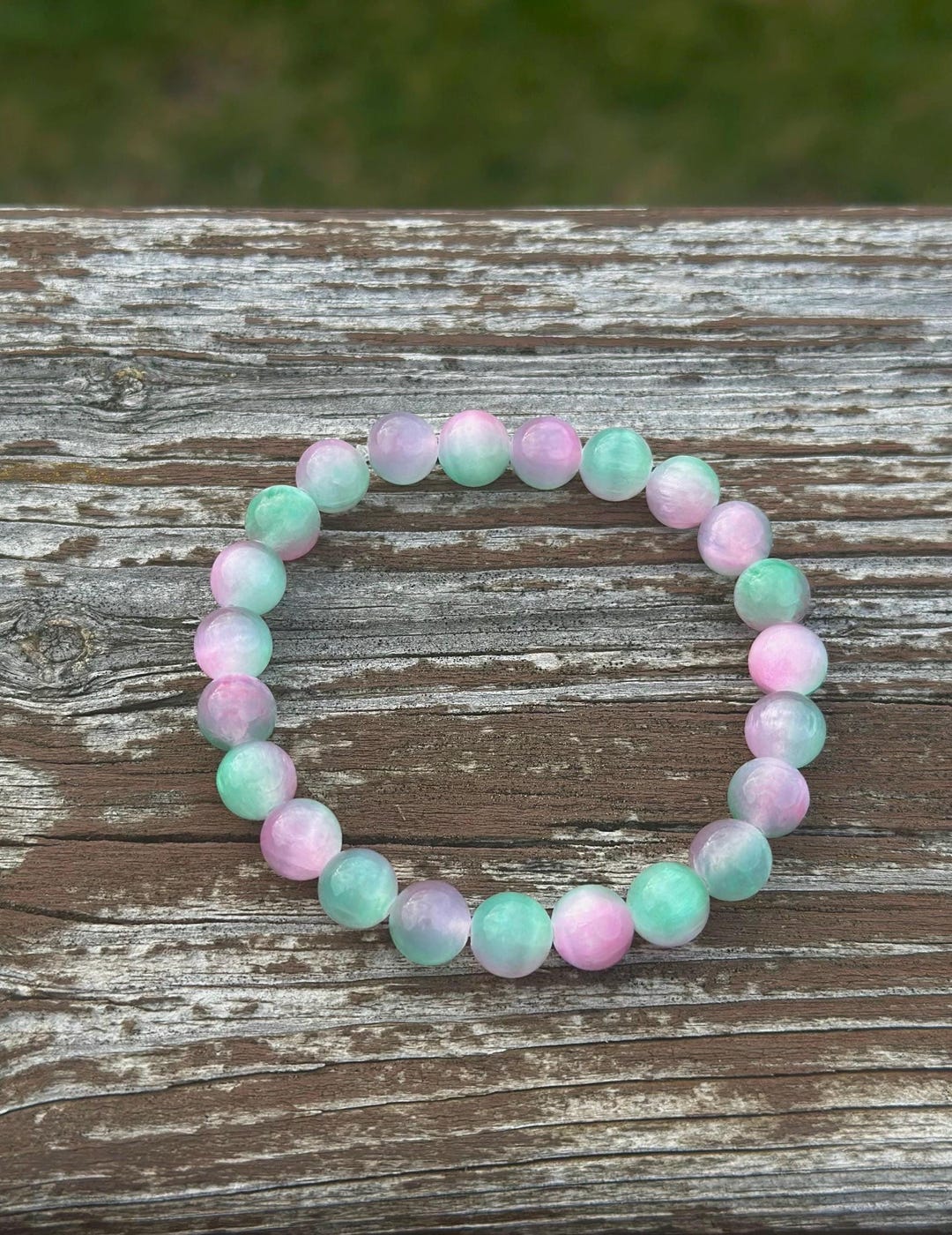 Green and Purple Selenite Bracelet, Selenite Bracelet, Healing Gemstone ...