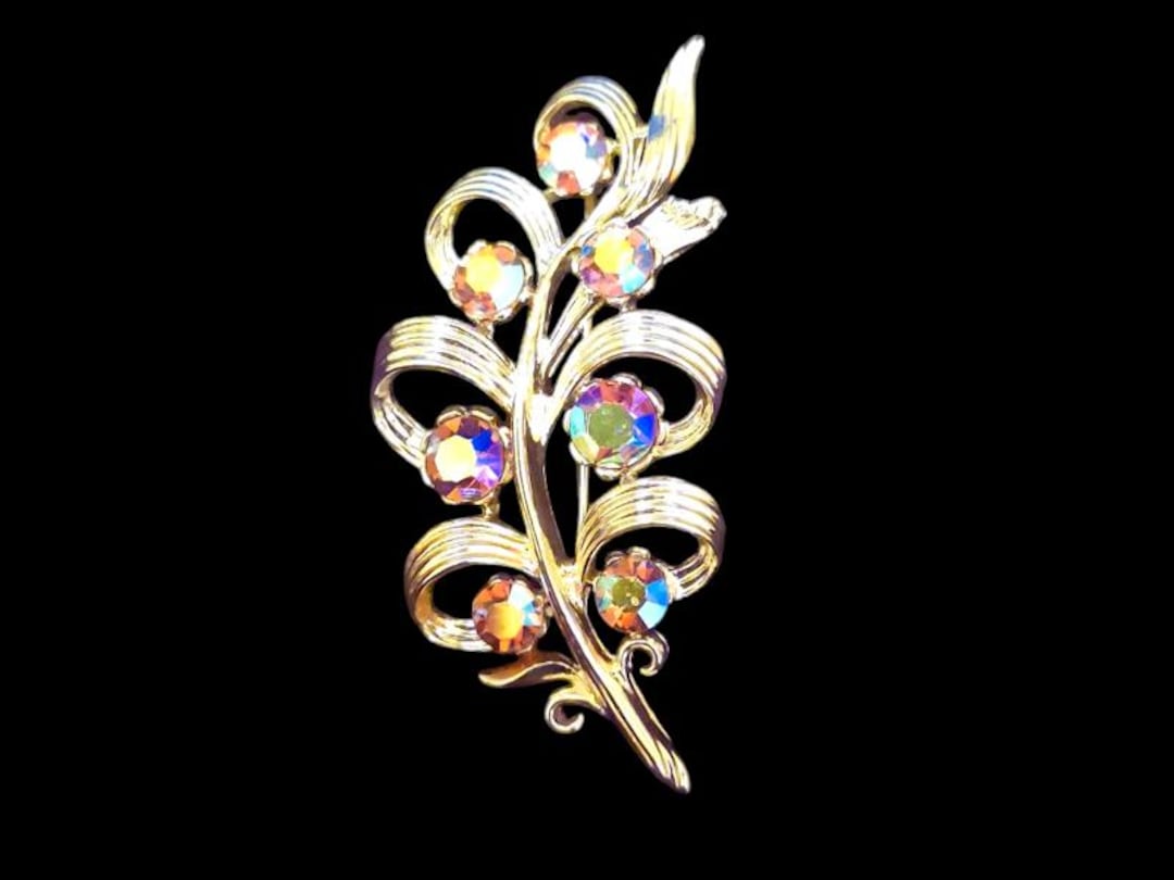 Vintage Lisner Brooch, Lisner Pin, Rhinestone Brooch, Vintage Brooch ...