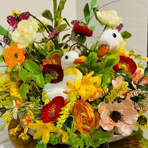 Two Ducks Tabletop Decor, Easter Centerpiece, Ducks and Florals ...