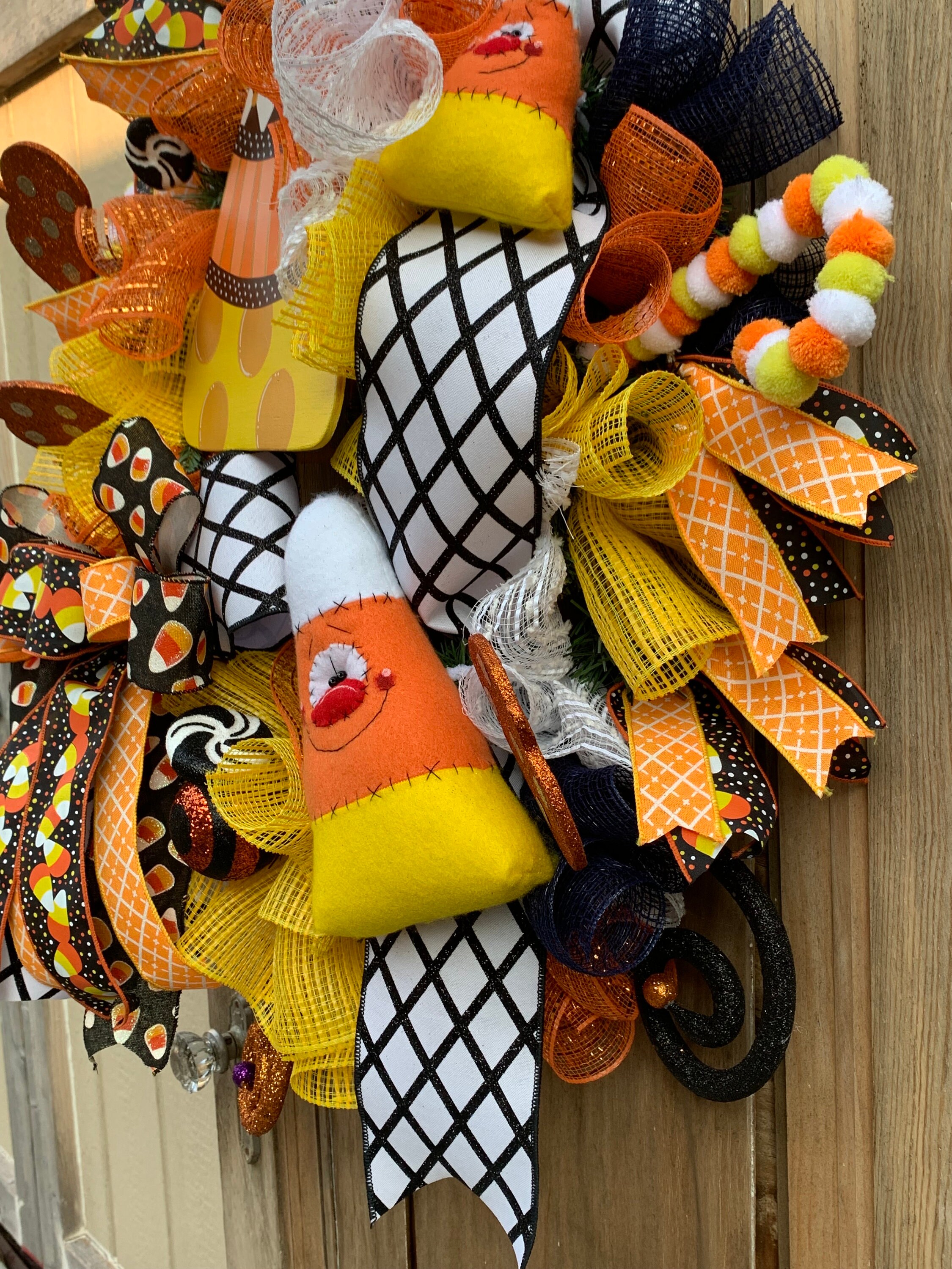 Candy Corn Teardrop Swag. Halloween Candy Wreath Halloween - Etsy