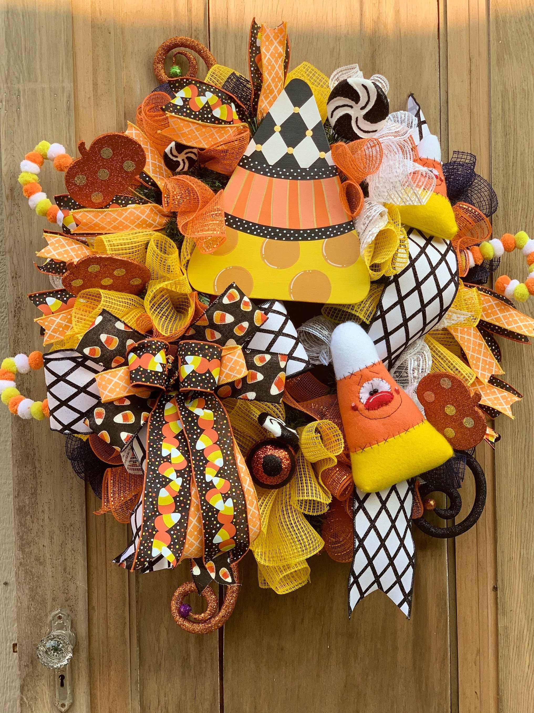 Candy Corn Teardrop Swag. Halloween Candy Wreath Halloween - Etsy